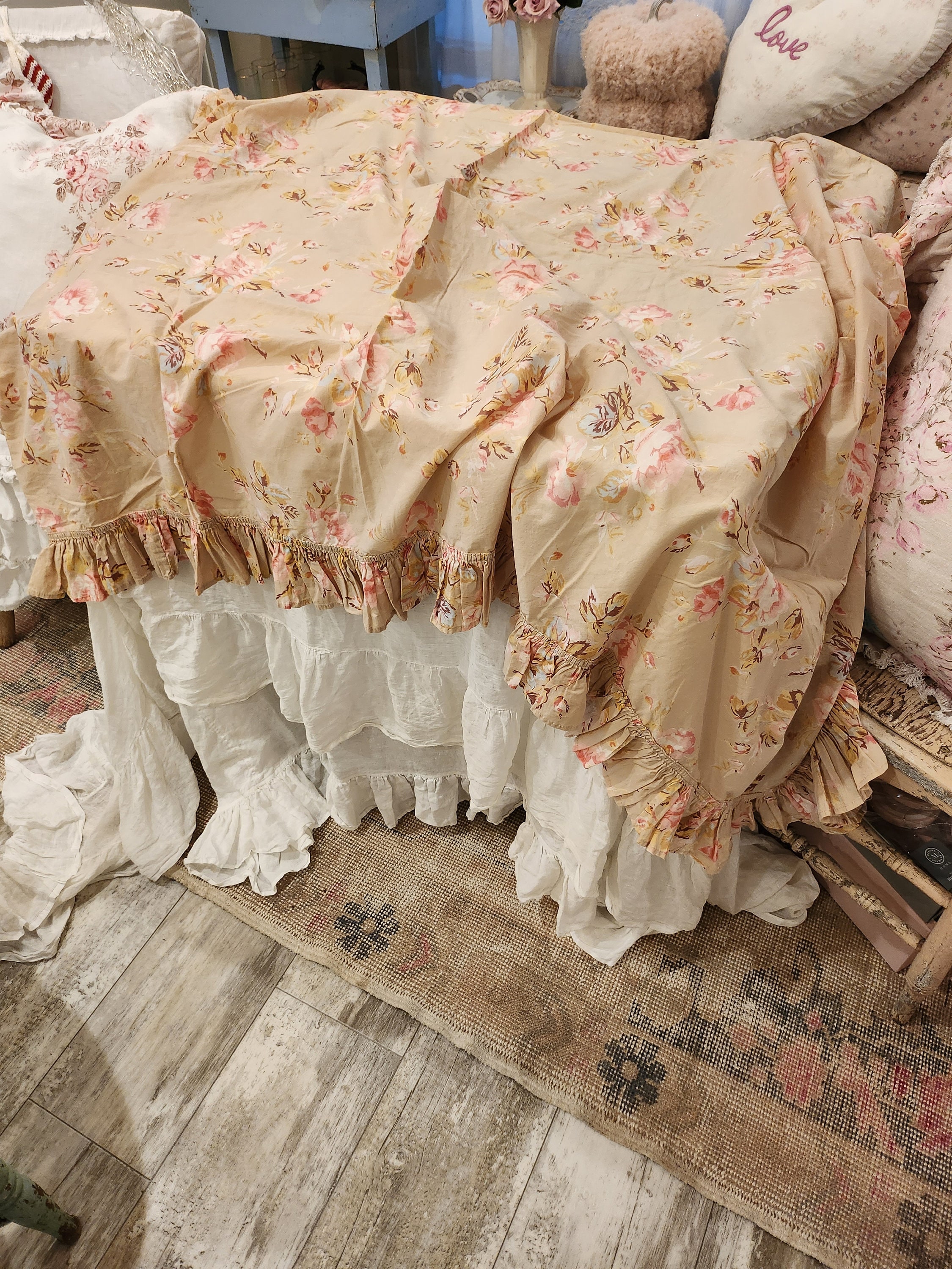 Simple Shabby Chic Floral Cotton Tablecloth Rachel Ashwell - Etsy