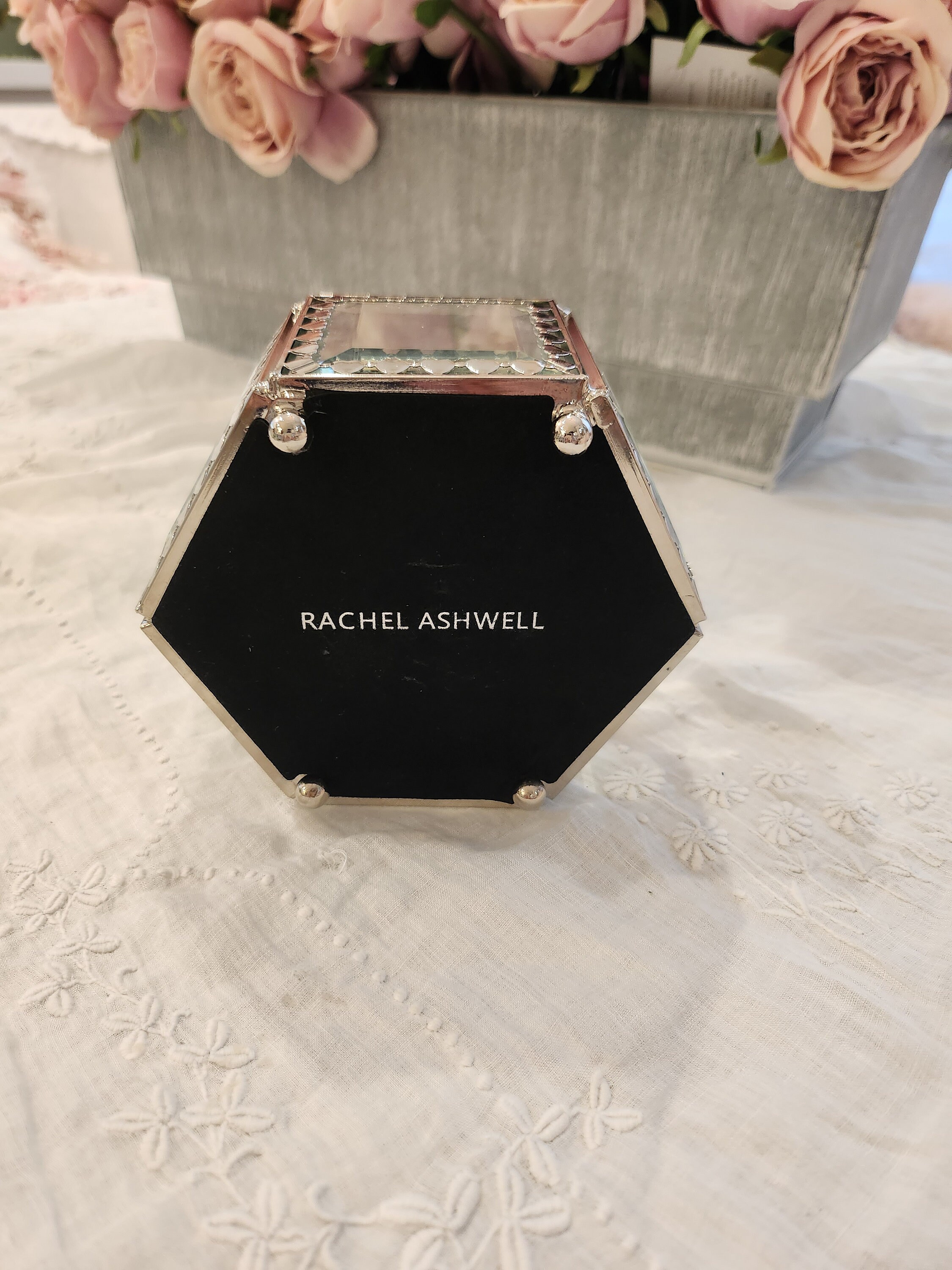 Small Rachel Ashwell Jewelry Box Silver Accents Sweet Bow Shabby Chic ...