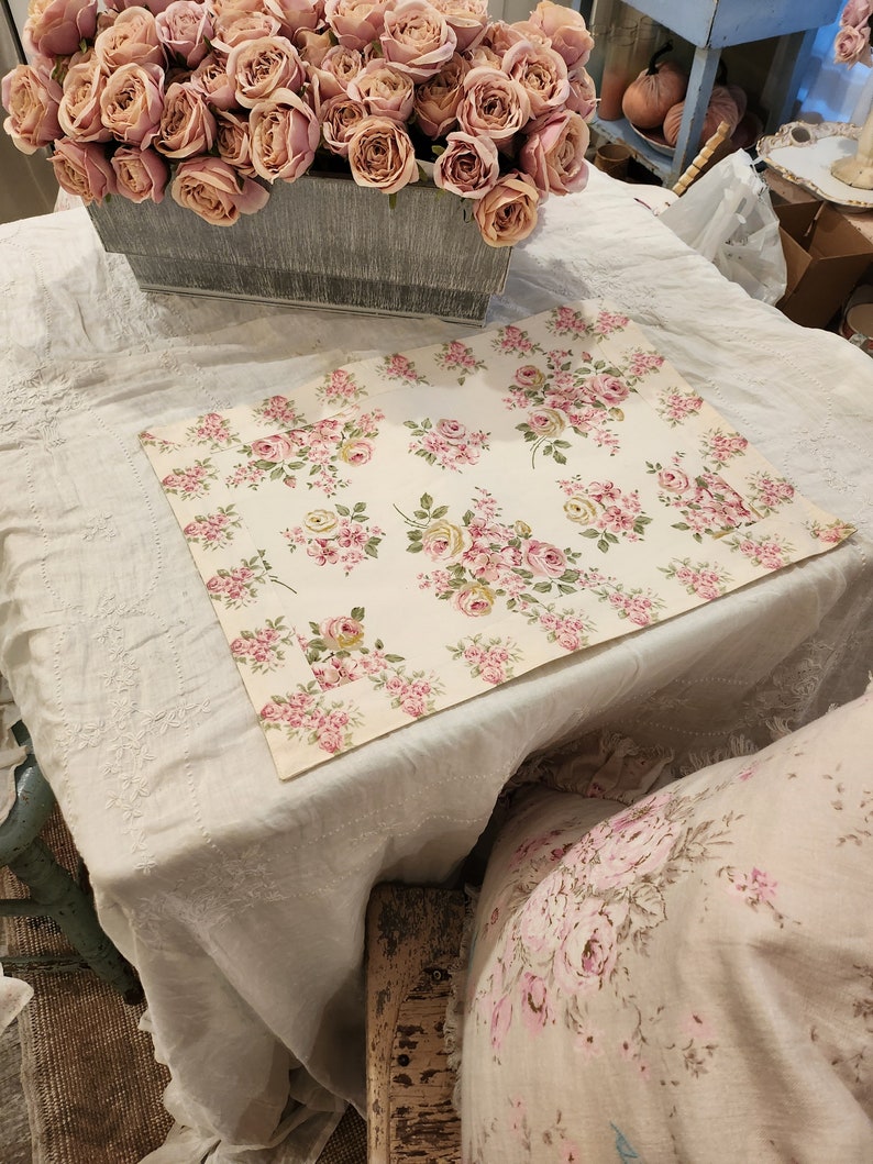 Pair NOS Ultra Rare Simple Shabby Chic Floral Placemats Rachel Ashwell ...