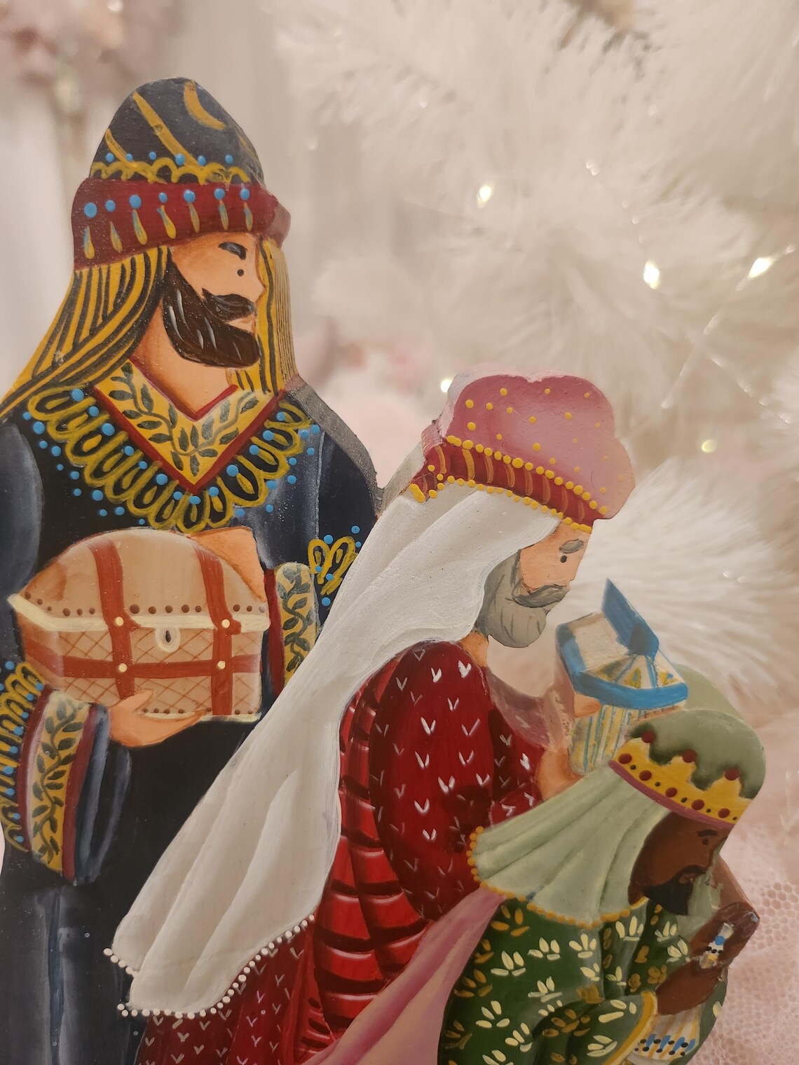 Set Three Vintage Wood Handpainted Tole Nativity Scene Christmas ...