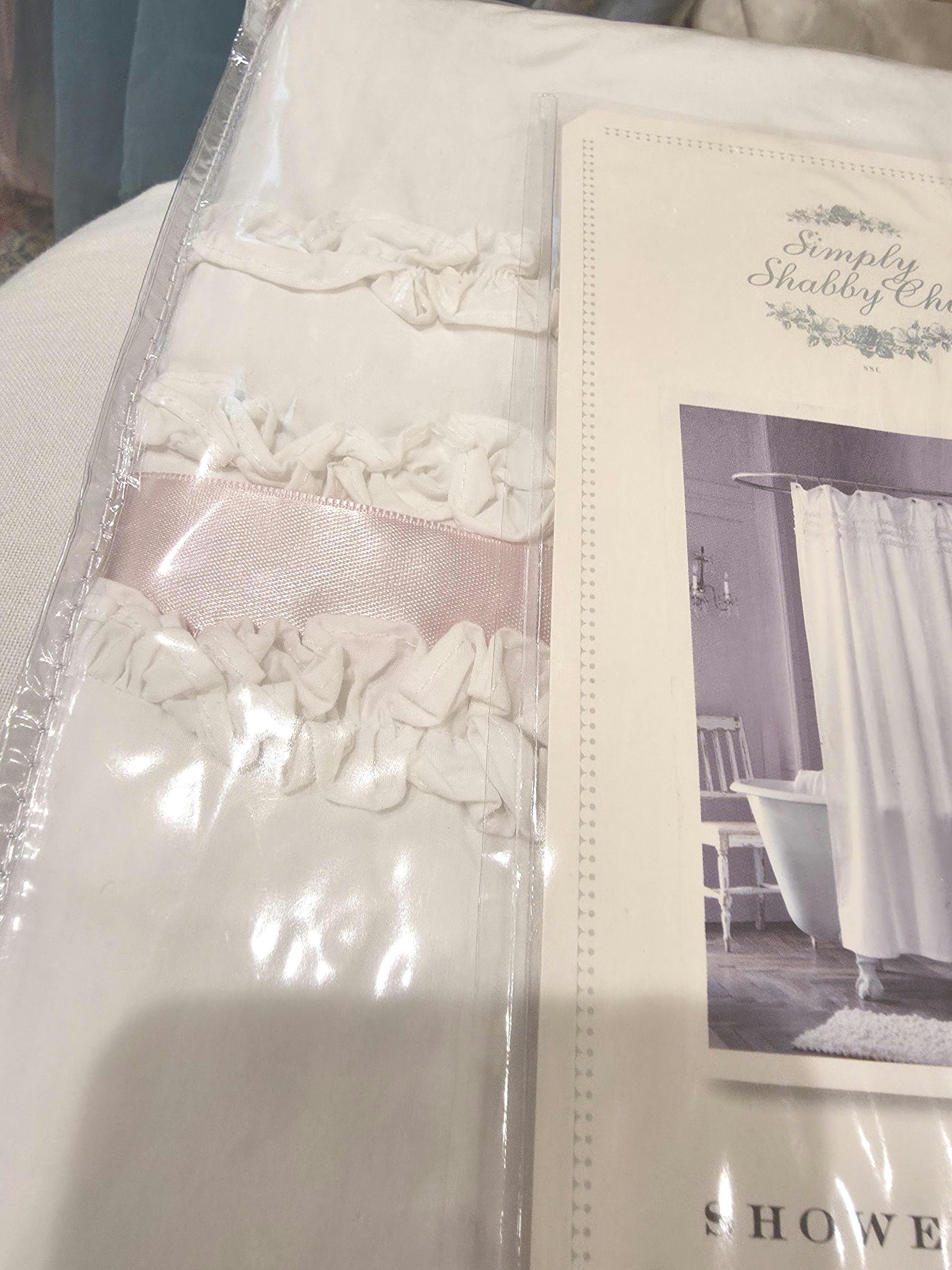NOS Rare Simple Shabby Chic White Ruffles Shower Curtain Rachel Ashwell ...