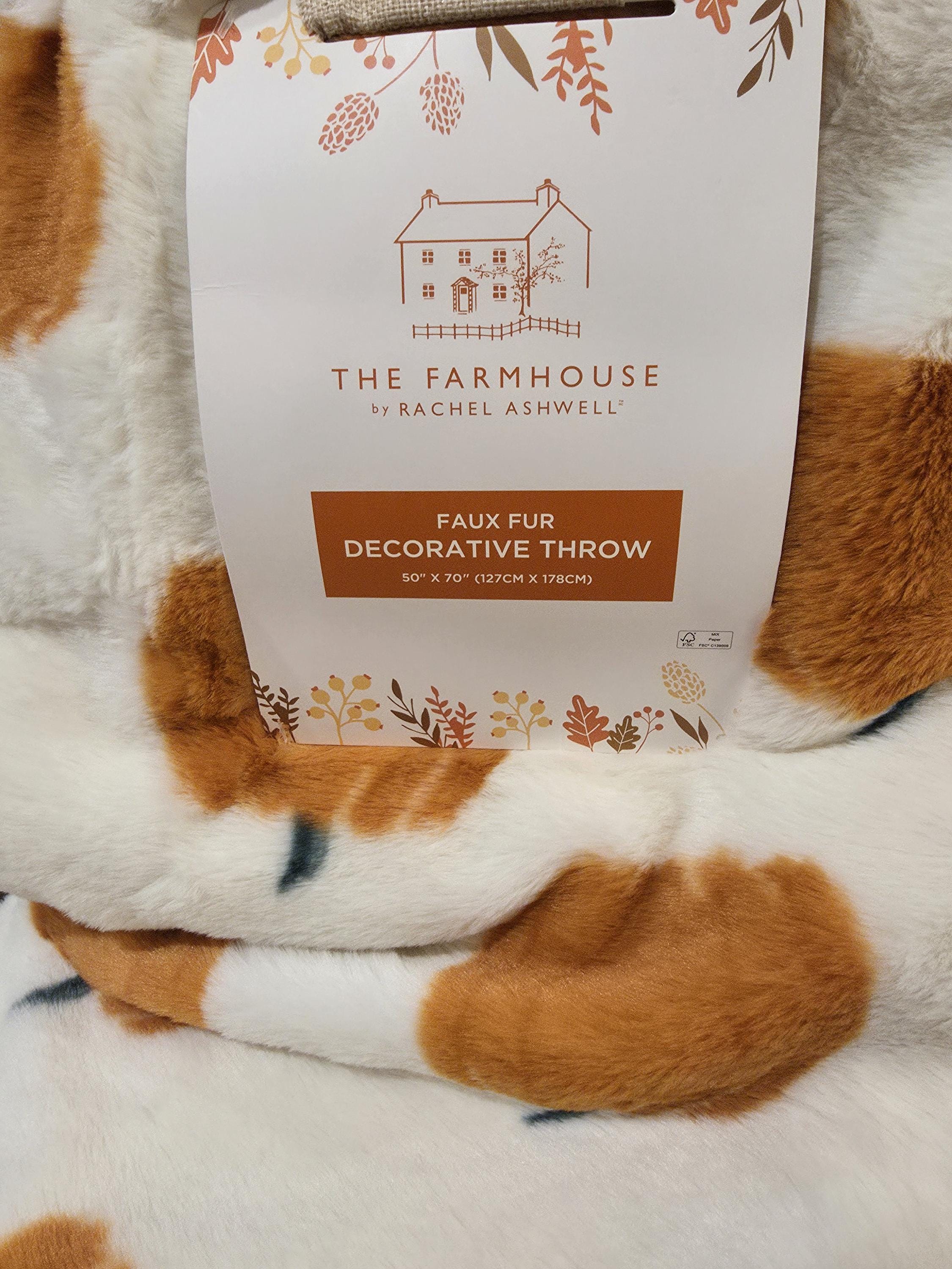 Rachel Ashwell Holiday Throw Blanket Orange Pumpkins Shabby Chic Soft ...
