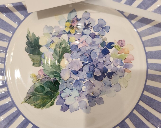 New Set Four Melamine Shabby Chic Dessert Salad Plates Hydrangeas ...