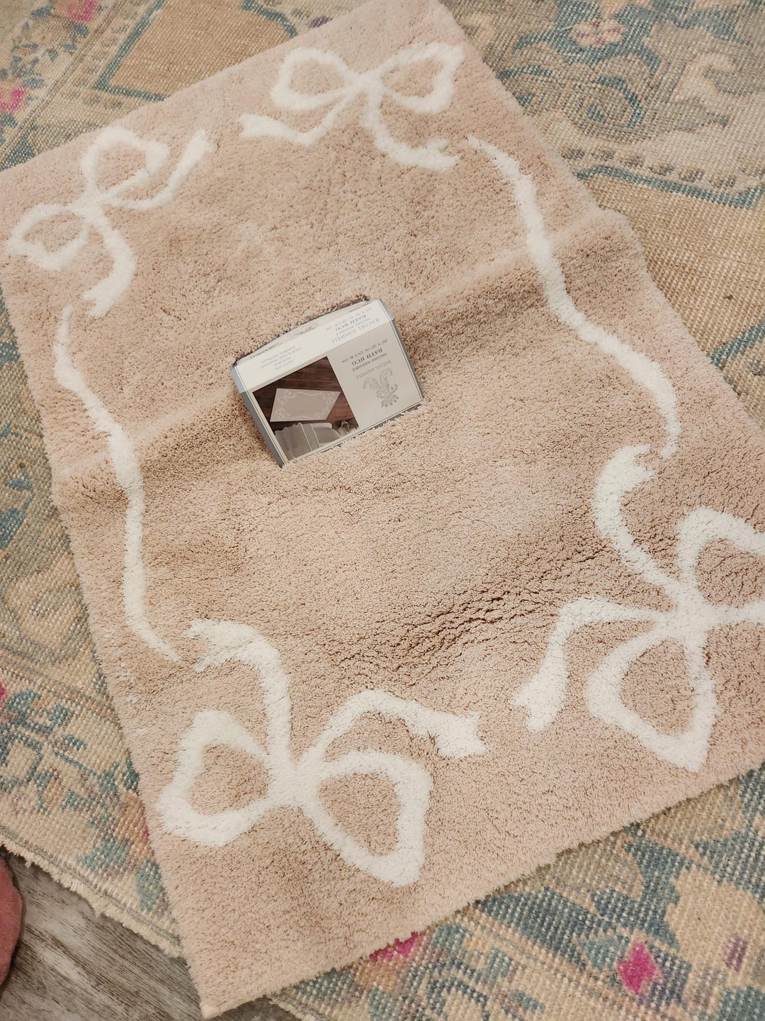 New Pink Rachel Ashwell Bath Mat Ribbon Soft Cozy Shabby Chic Bathroom ...