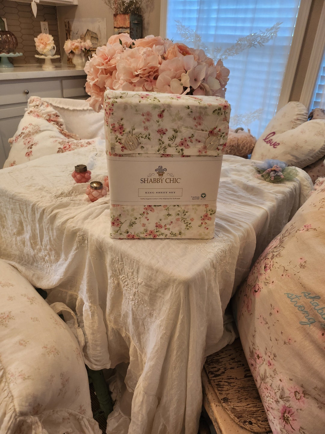 Shabby Chic King Size Pink Floral Sheet Set Rachel Ashwell Cotton - Etsy
