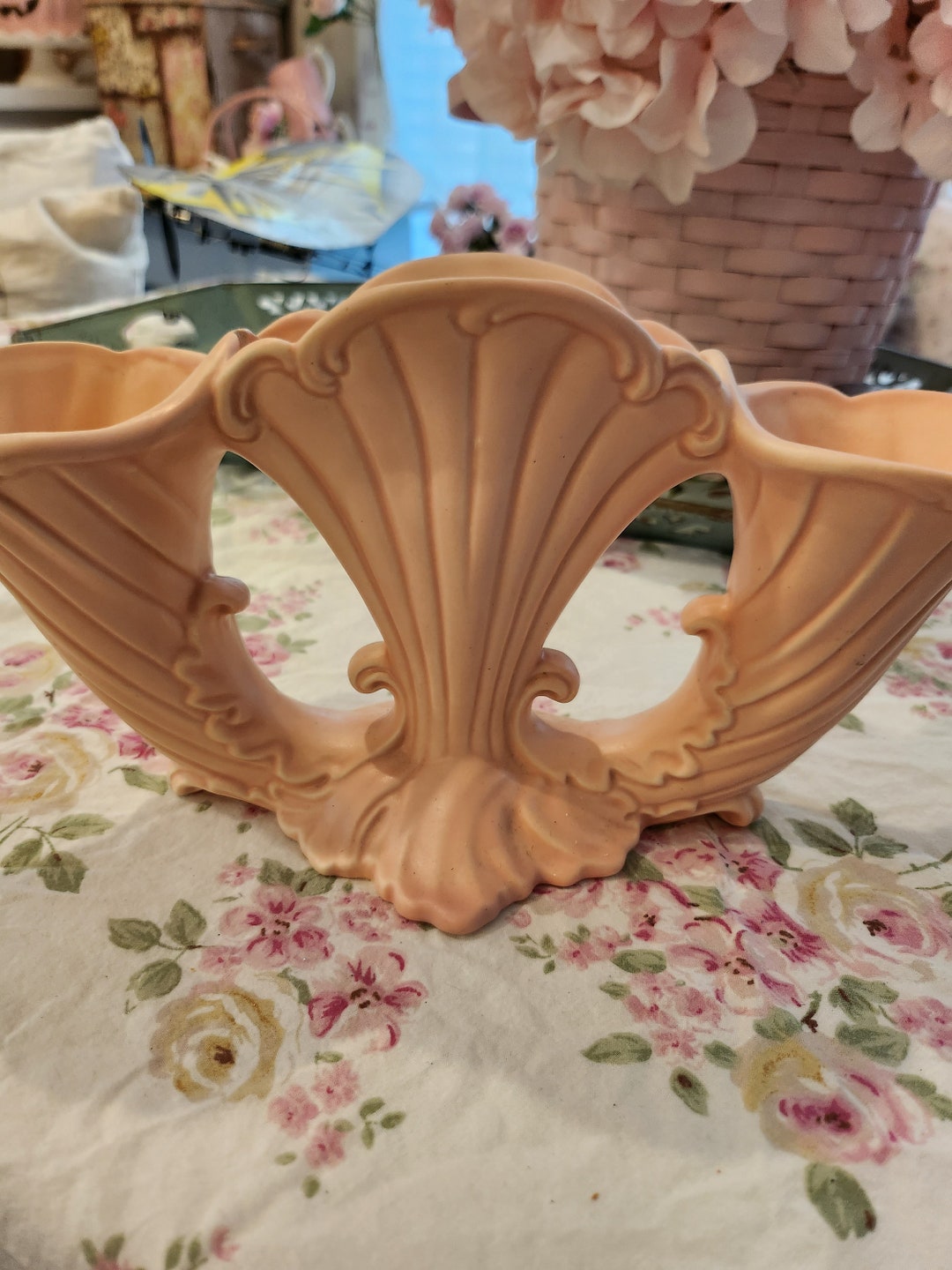 Vintage Erphila Czechoslovakia Art Pottery Triple Vase 3693 Pink Ca ...