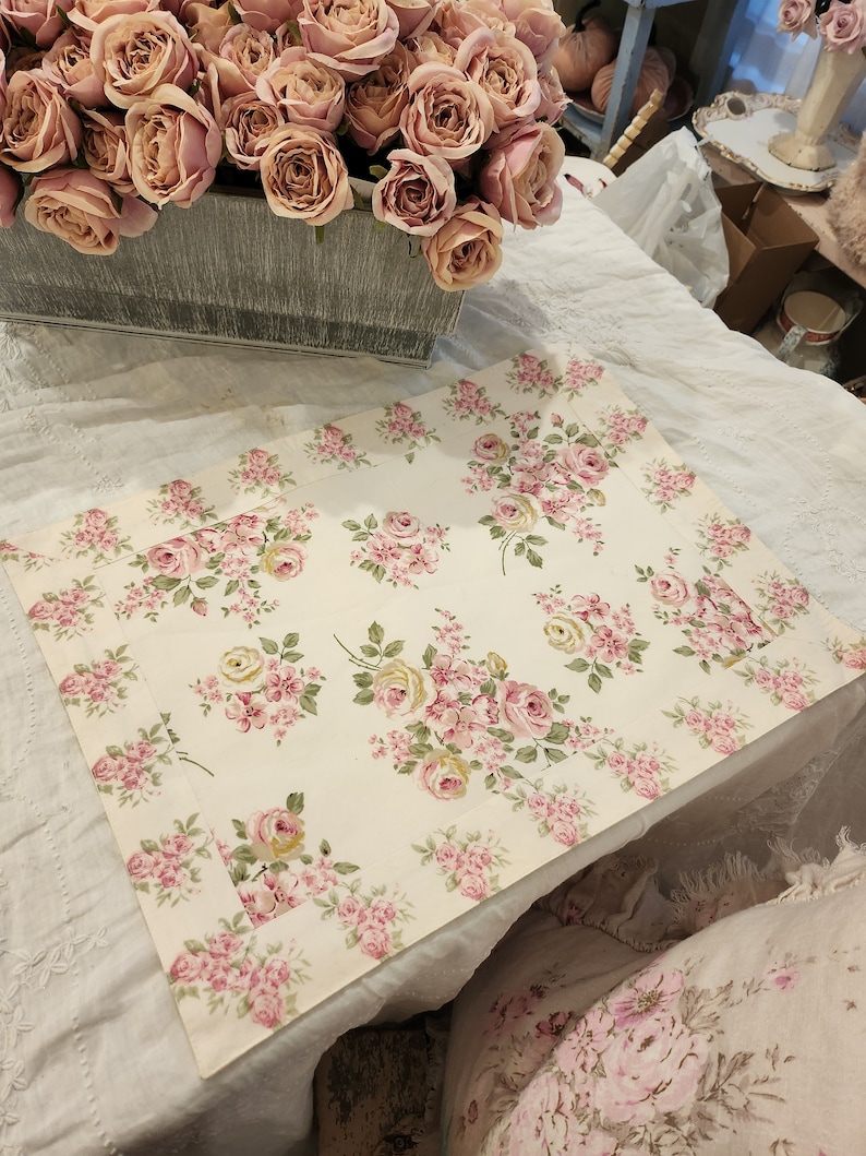 Pair NOS Ultra Rare Simple Shabby Chic Floral Placemats Rachel Ashwell ...