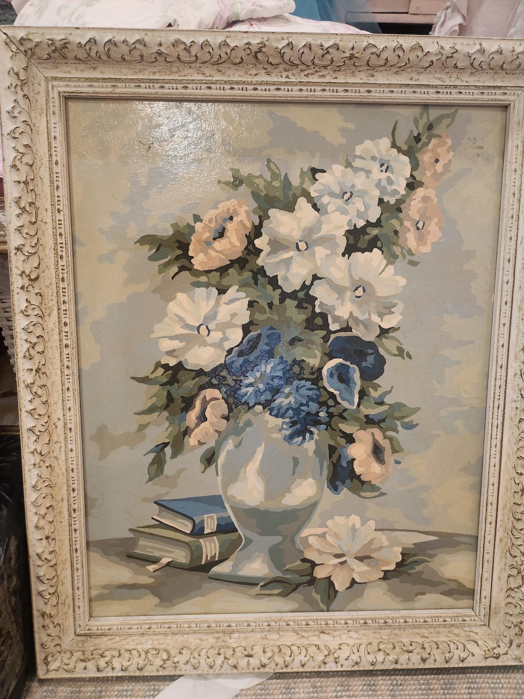 Vintage Floral Painting: Shabby Chic Framed Art (23x19) - Etsy