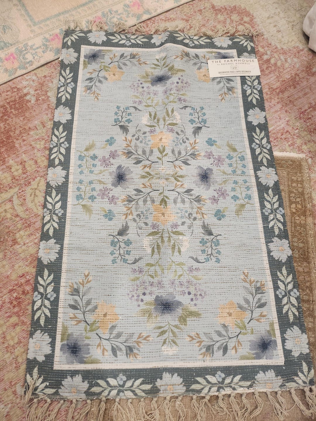 New Multi Color Rachel Ashwell Rug Shabby Chic Flowers Floral Soft Cozy ...