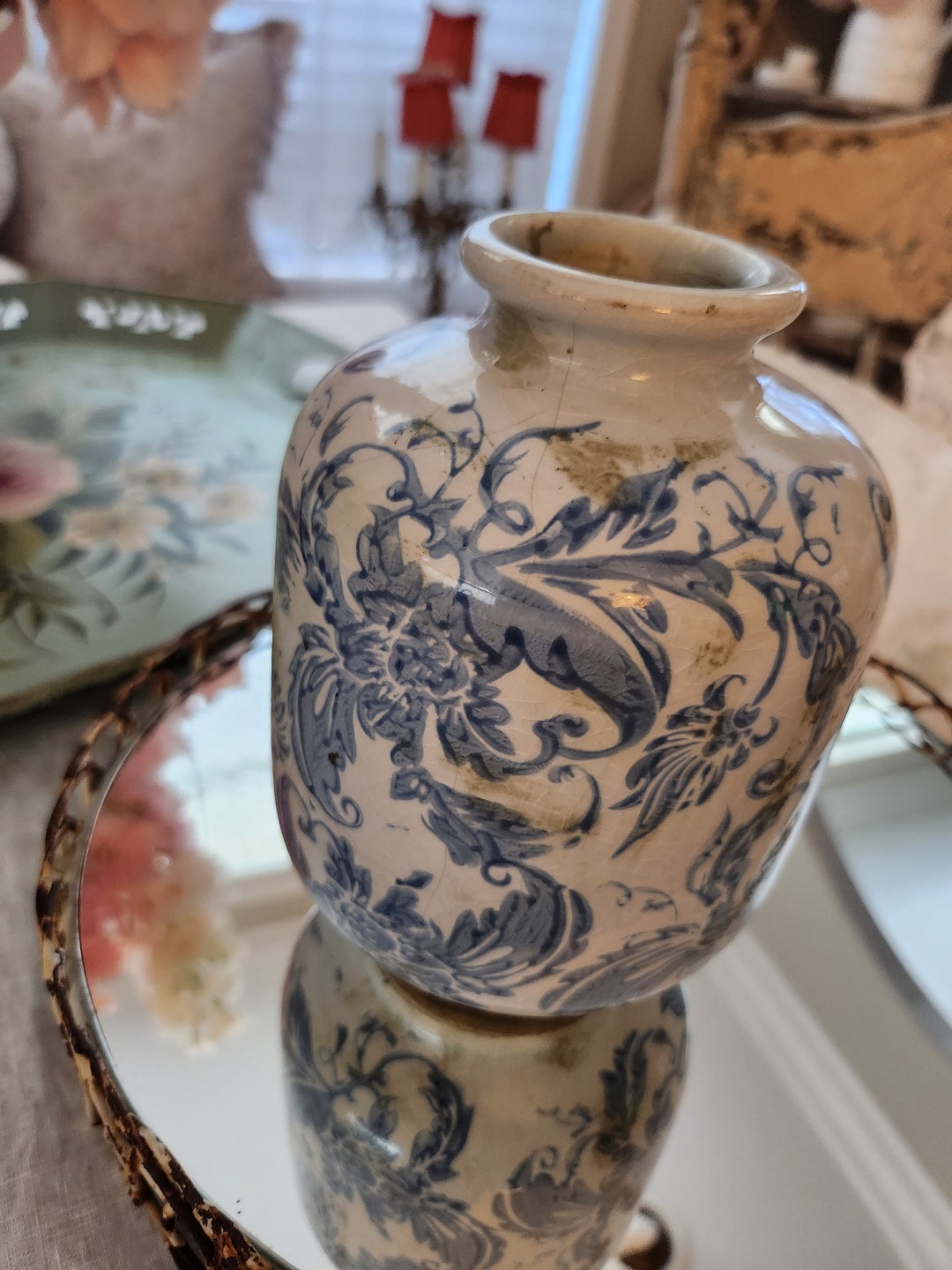 Small Rachel Ashwell Shabby Chic Ceramic Pot Vase Farmhouse Cottage ...