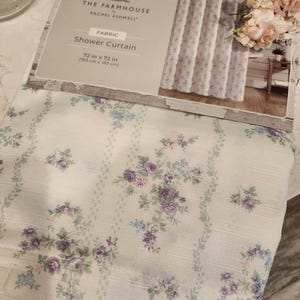 New Rachel Ashwell Farmhouse Shabby Chic Shower Curtain Pink Purple ...