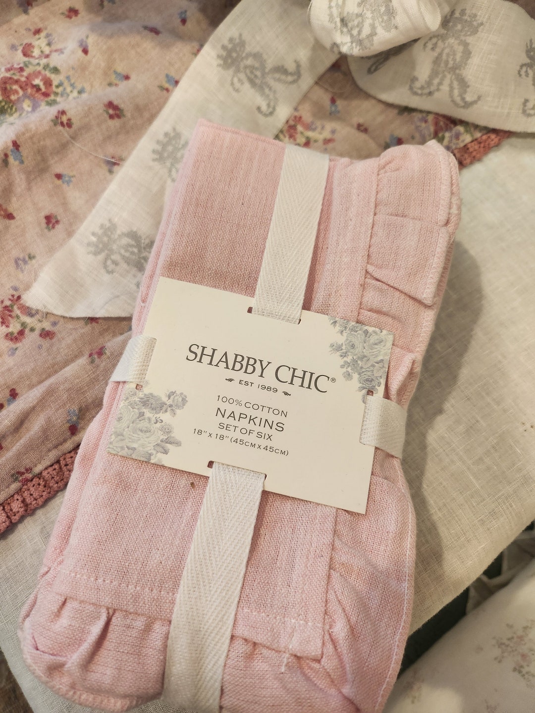 New Set of Six Pink Ruffle Shabby Chic Fabric Napkins Rachel Ashwell ...