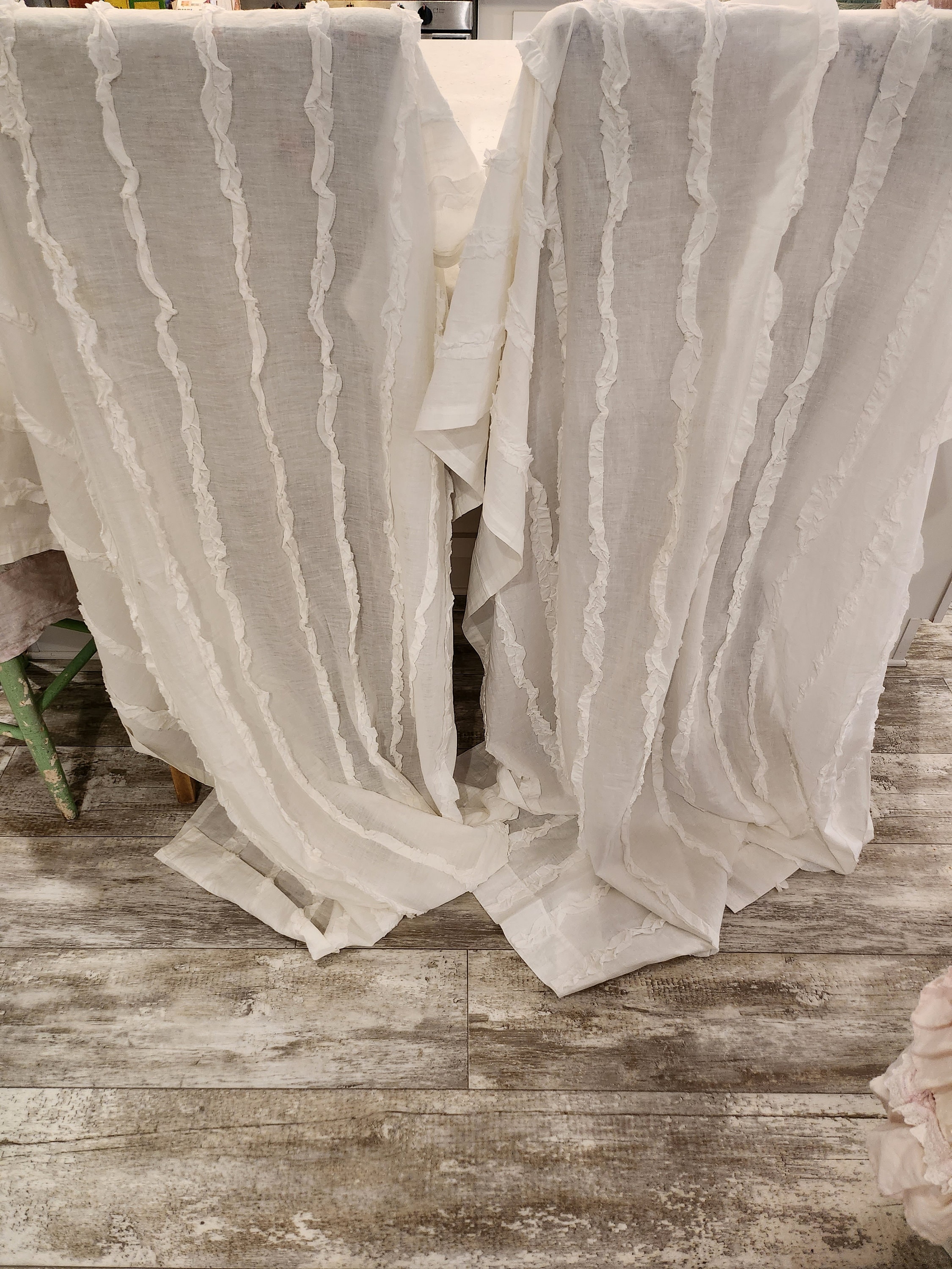 Pair Simple Shabby Chic Curtain Panels With Ruffles Rachel - Etsy