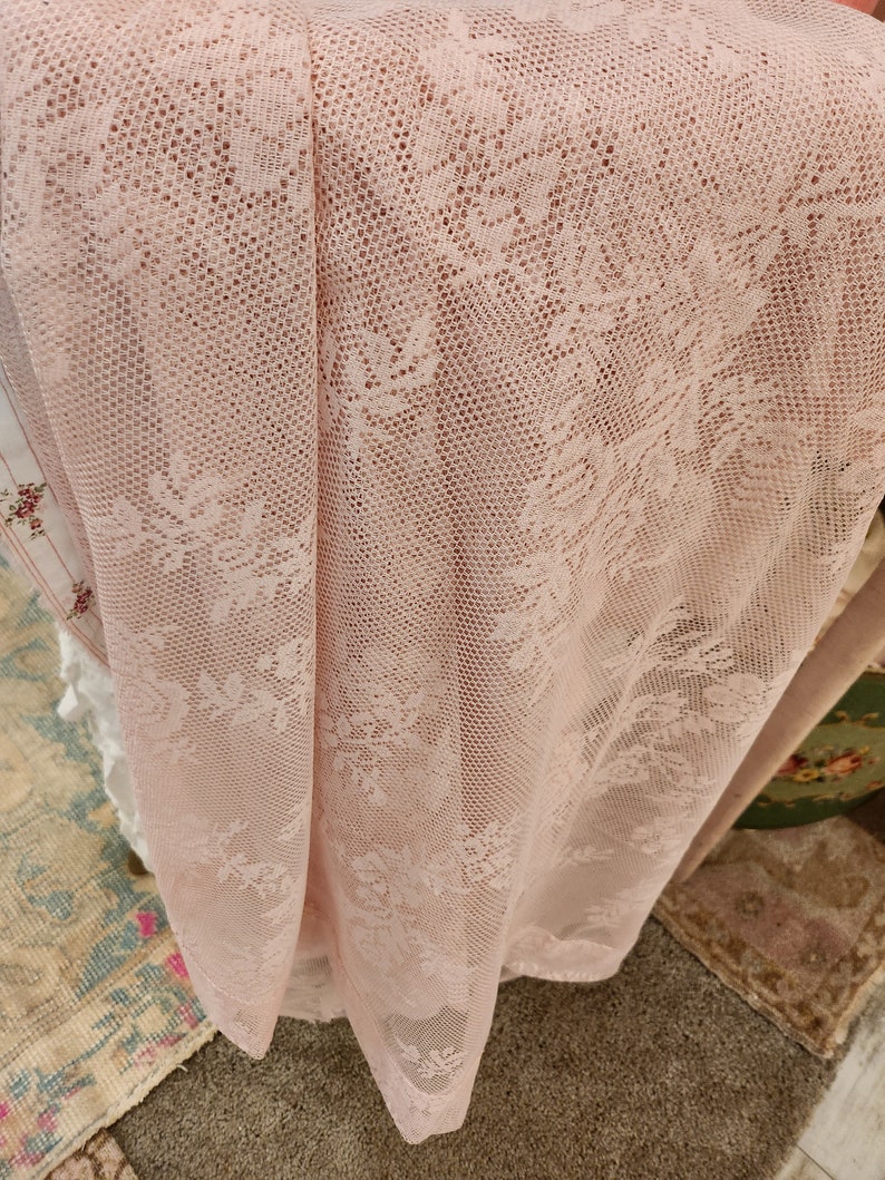 Two Pink Lace Curtain Panels - Etsy