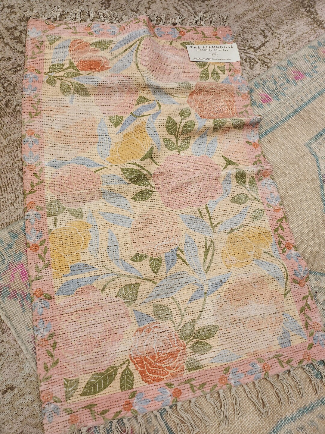 New Pink Yellow Blue Green Shabby Chic Area Rug Rachel Ashwell Spring ...