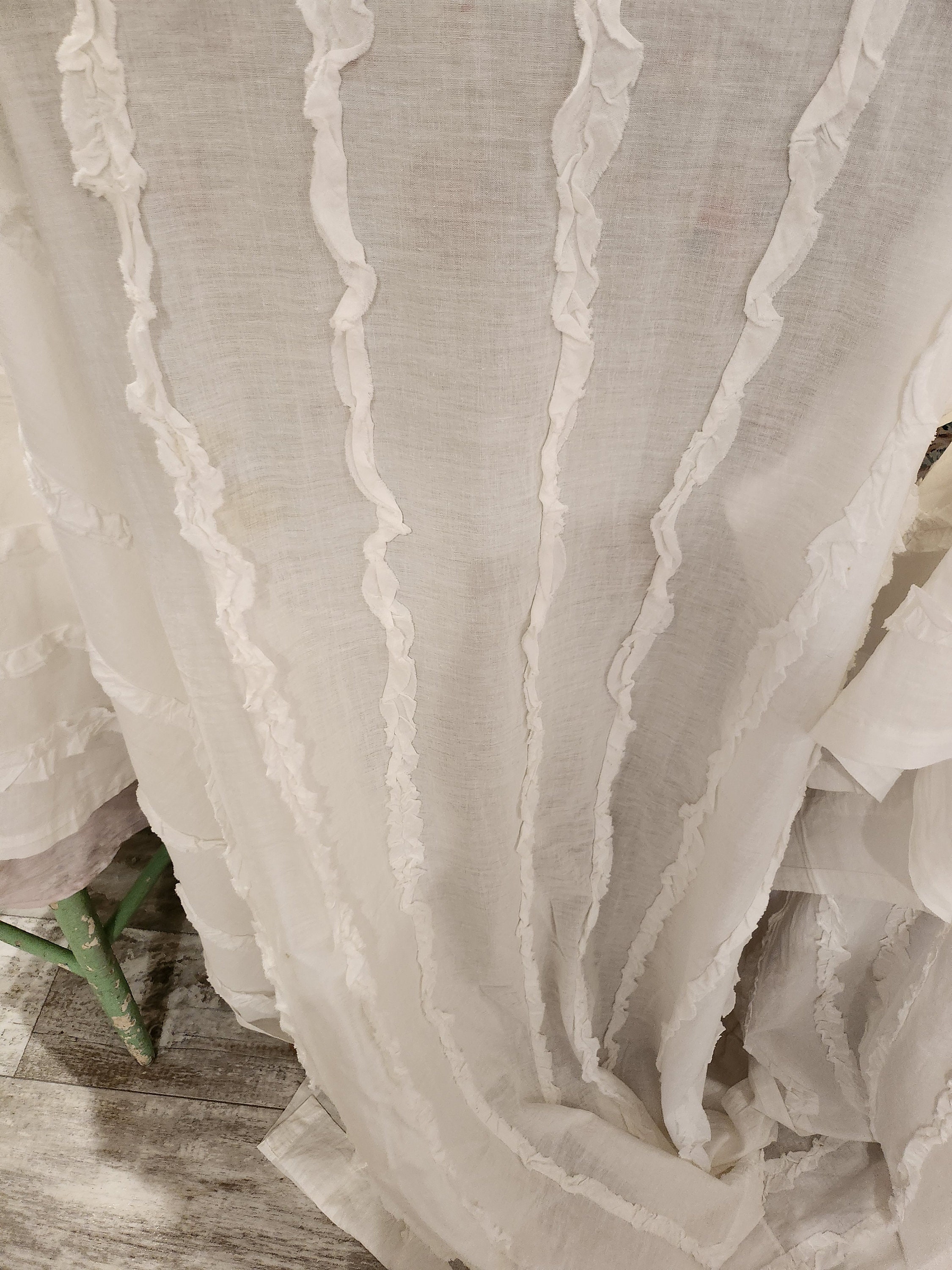 Pair Simple Shabby Chic Curtain Panels With Ruffles Rachel - Etsy