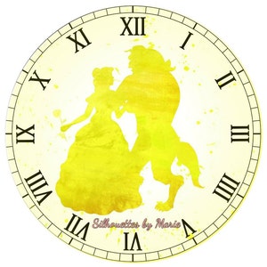 Belle and Beast Watercolor Clock - Etsy