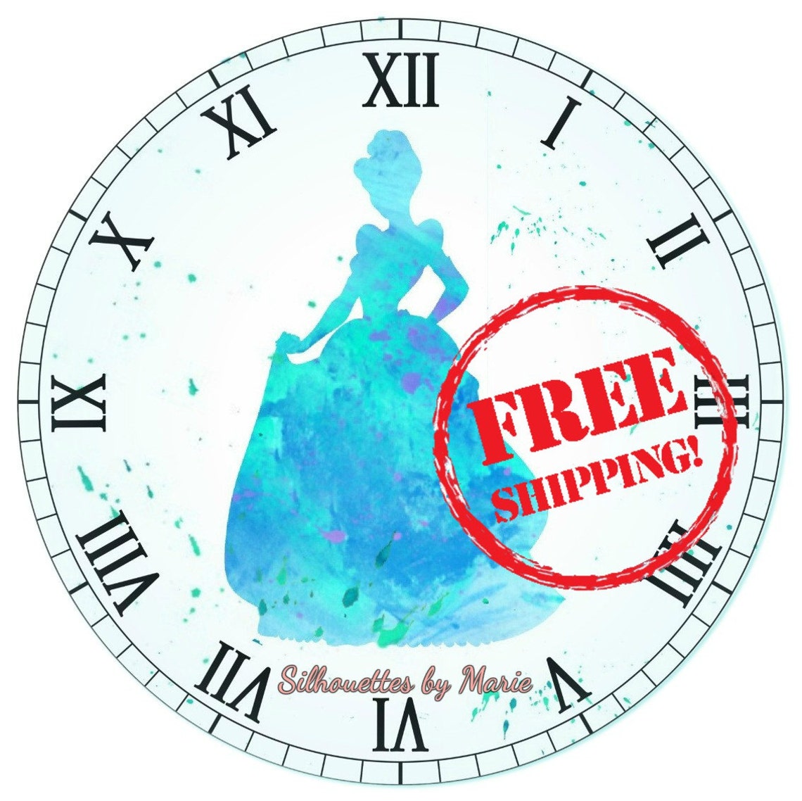 Cinderella Watercolor Clock - Etsy