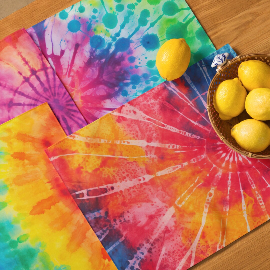Rainbow Tie-dye Design Placemats (set of 4) Bright Colorful Summer ...