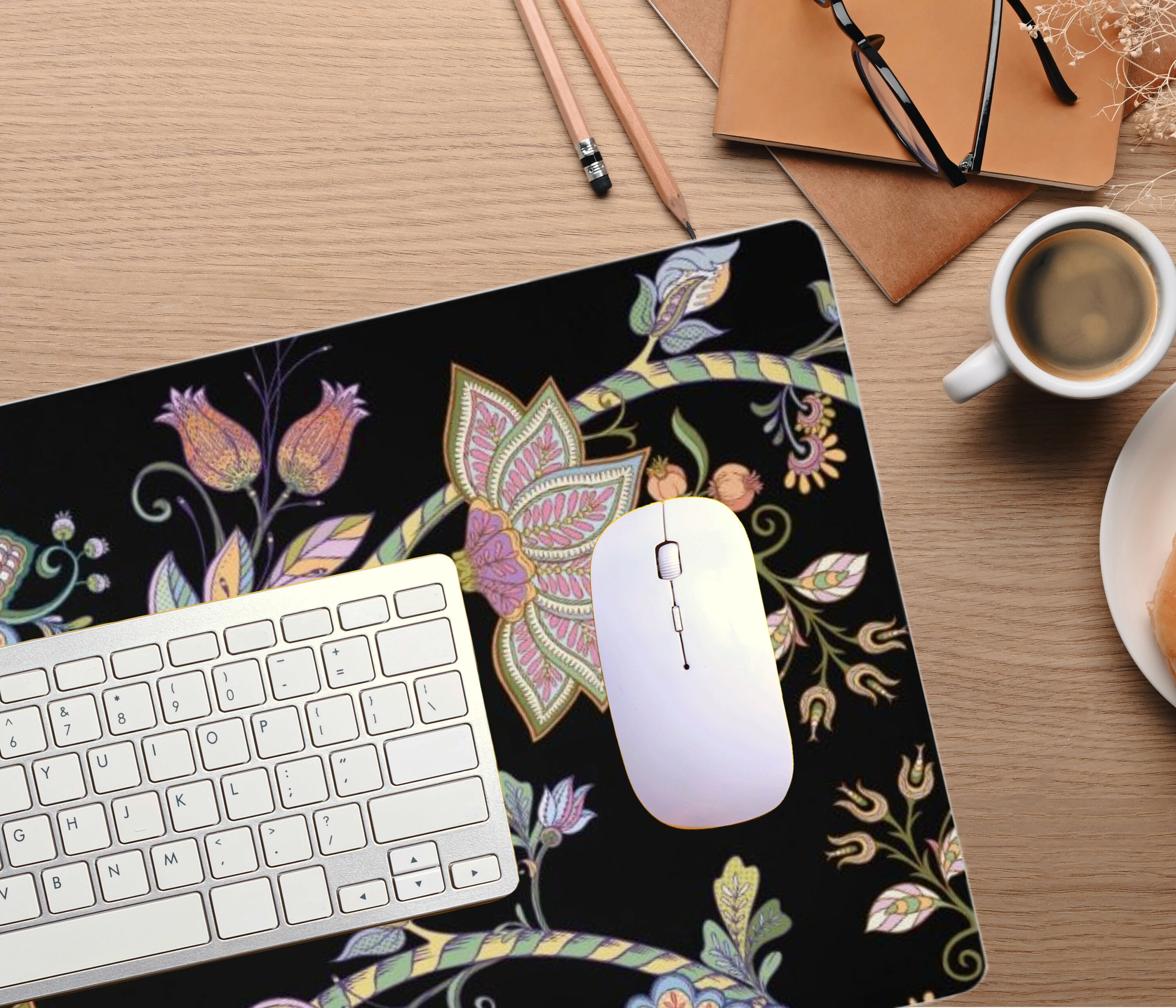 Desk Mat Psychedelic Floral Vine Dark Cottagecore 18 X 12 Unique Home ...