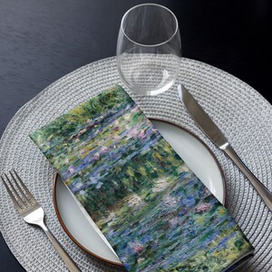 Impressionist Blues - Cloth Napkin (set of 4) Renoir, Monet, Van Gogh ...