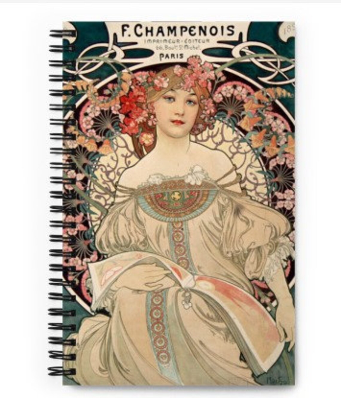 Alphonse Mucha Vintage French Poster Illustration Art-inspired Spiral ...