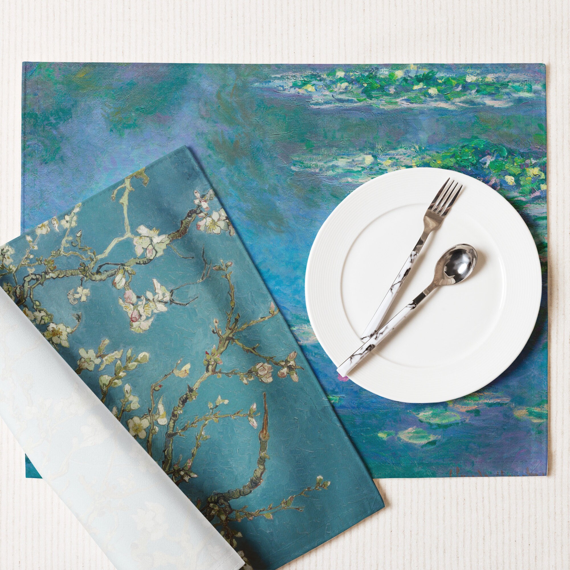 Impressionist Blues - Placemat (set of 4) Renoir, Van Gogh, Monet ...