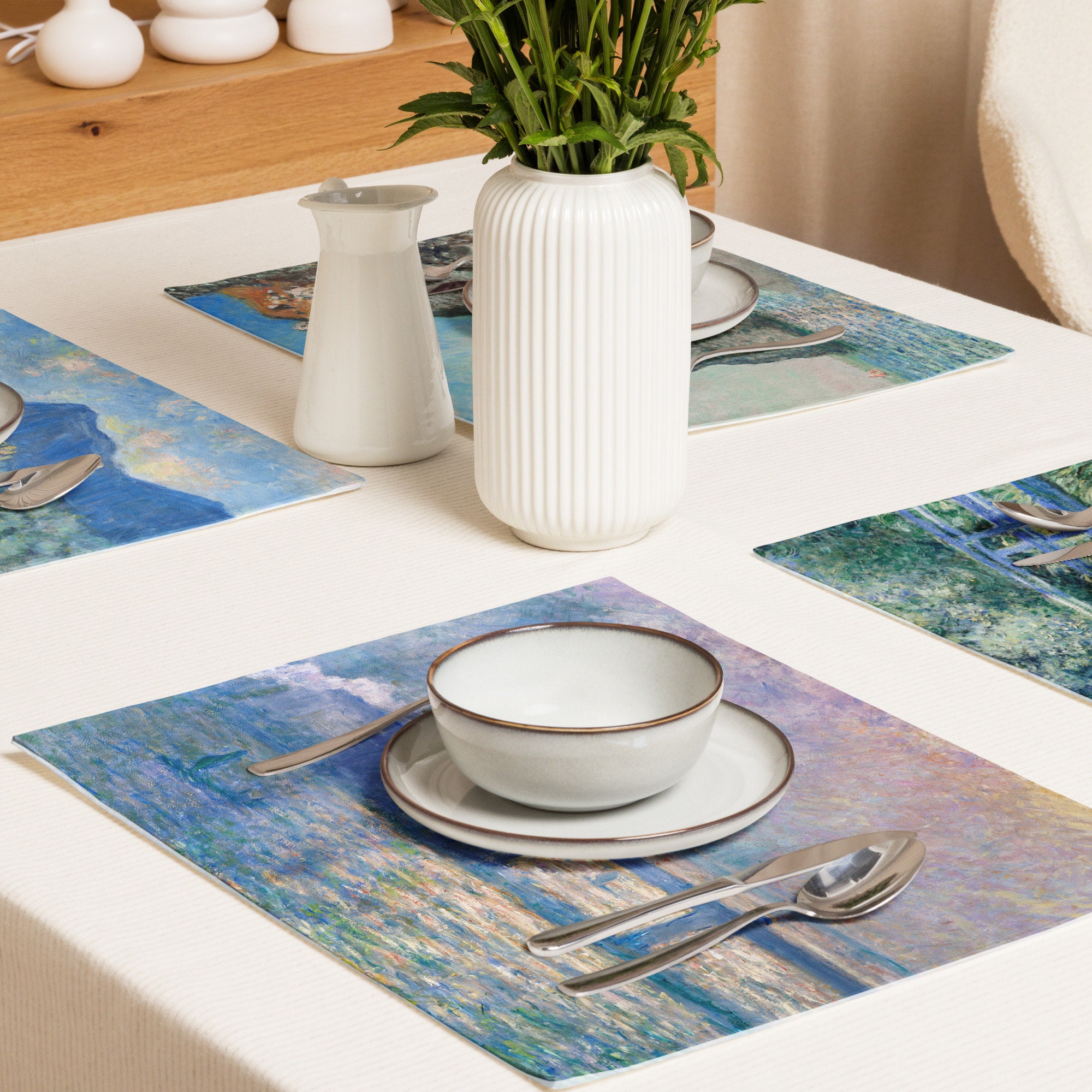 Claude Monet Placemats set of 4 French Impressionist Elegant Table ...