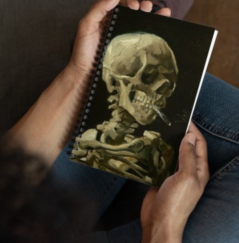 Van Gogh skull of a Skeleton Art-inspired Spiral Notebook Goth Halloween Spooky Writing ...