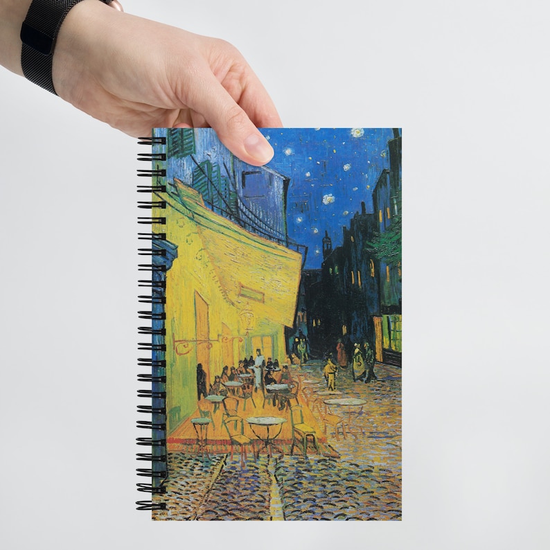 Van Gogh's Cafe Terrace at Night Art-inspired Spiral Notebook Reading ...