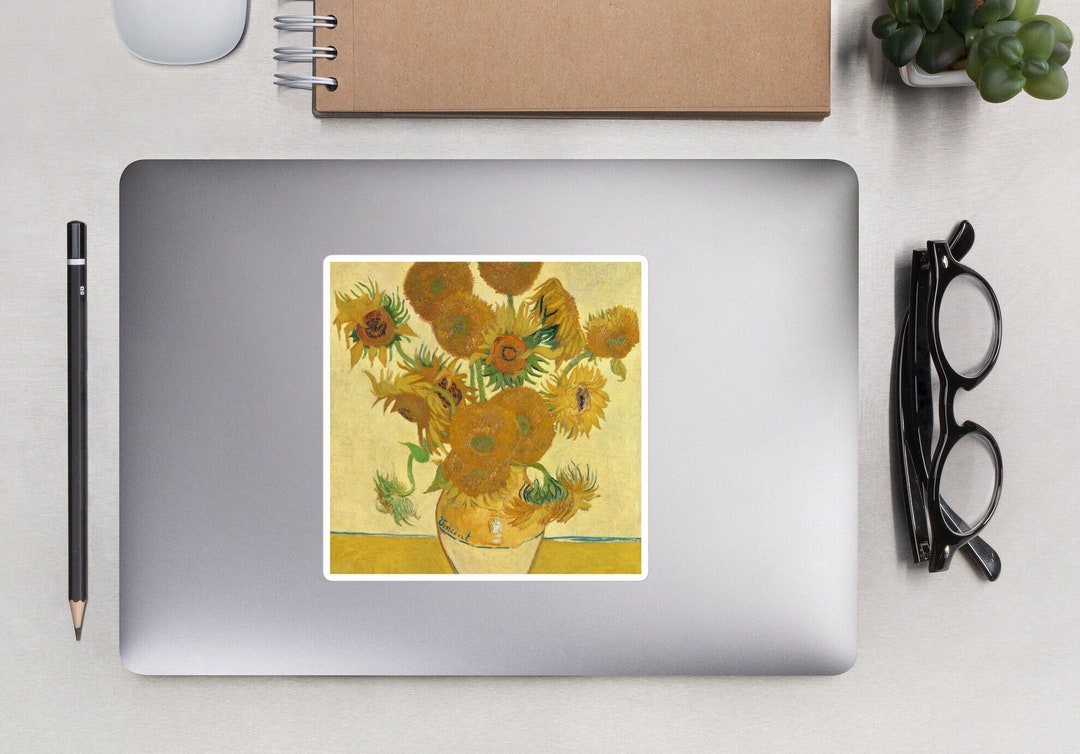 Van Gogh's Sunflowers - Art-inspired Bubble-free Vinyl Sticker 5.5"x5.5 ...