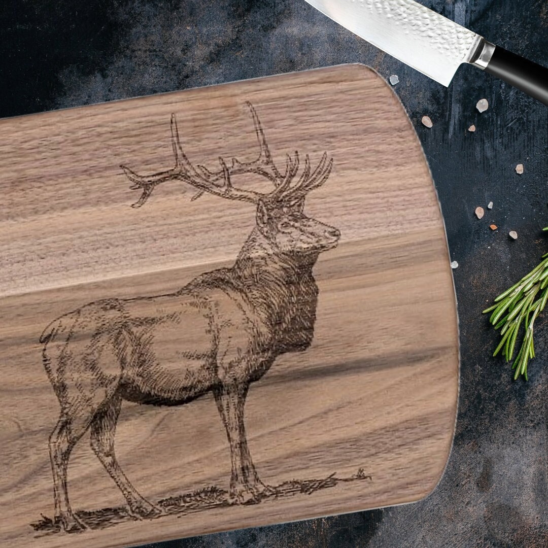 Elk Cutting Board Small/large Maple/walnut Alaska Canada Wildlife Gift ...