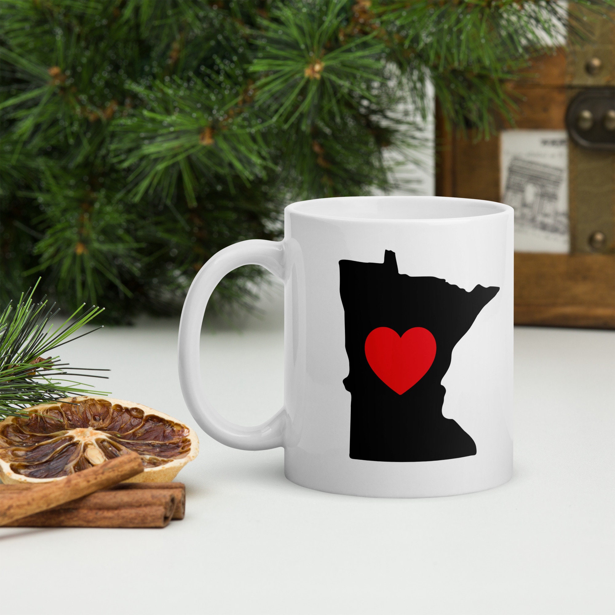 Love Minnesota Loon & State Map With Heart Design 11 Oz Coffee Mug/cup ...