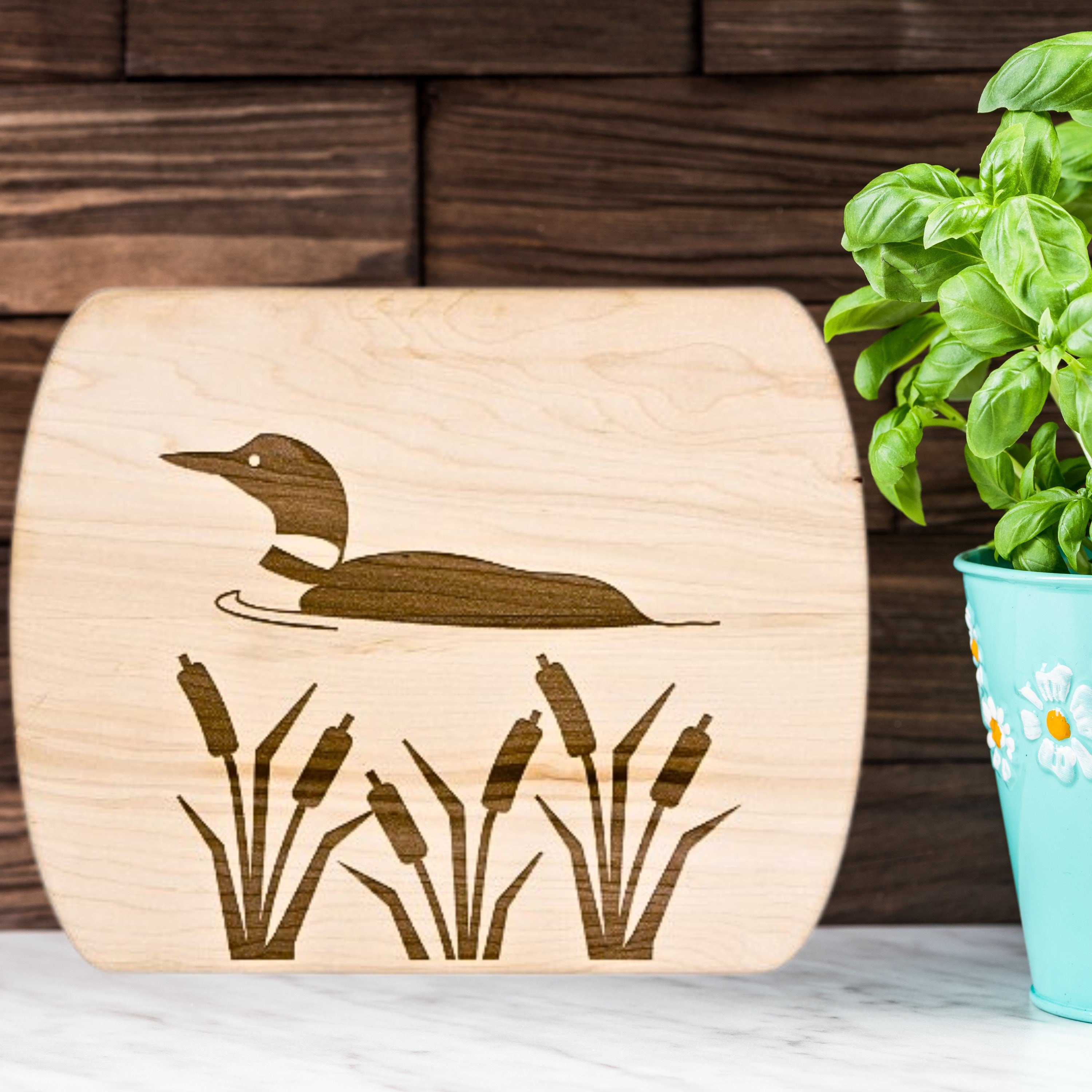 Loon & Cattails - Cutting Board Small/large Maple/walnut - up North ...