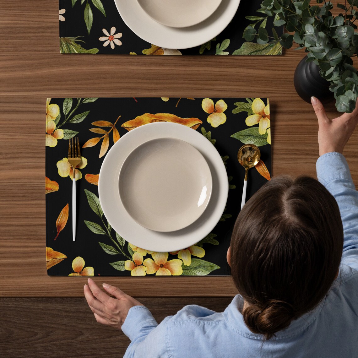 Fall Fungi Orange Mushroom Placemats set of 4 Dark Cottagecore Unique ...