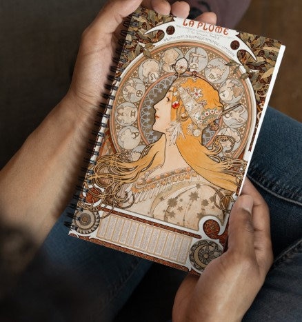 Zodiac La Plume alphonse Mucha Art-inspired Spiral Notebook Art Nouveau ...