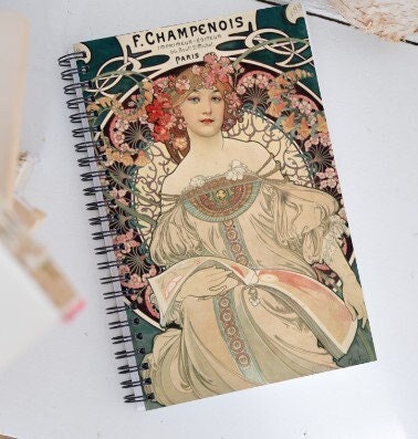 Alphonse Mucha Vintage French Poster Illustration - Art-inspired Spiral ...