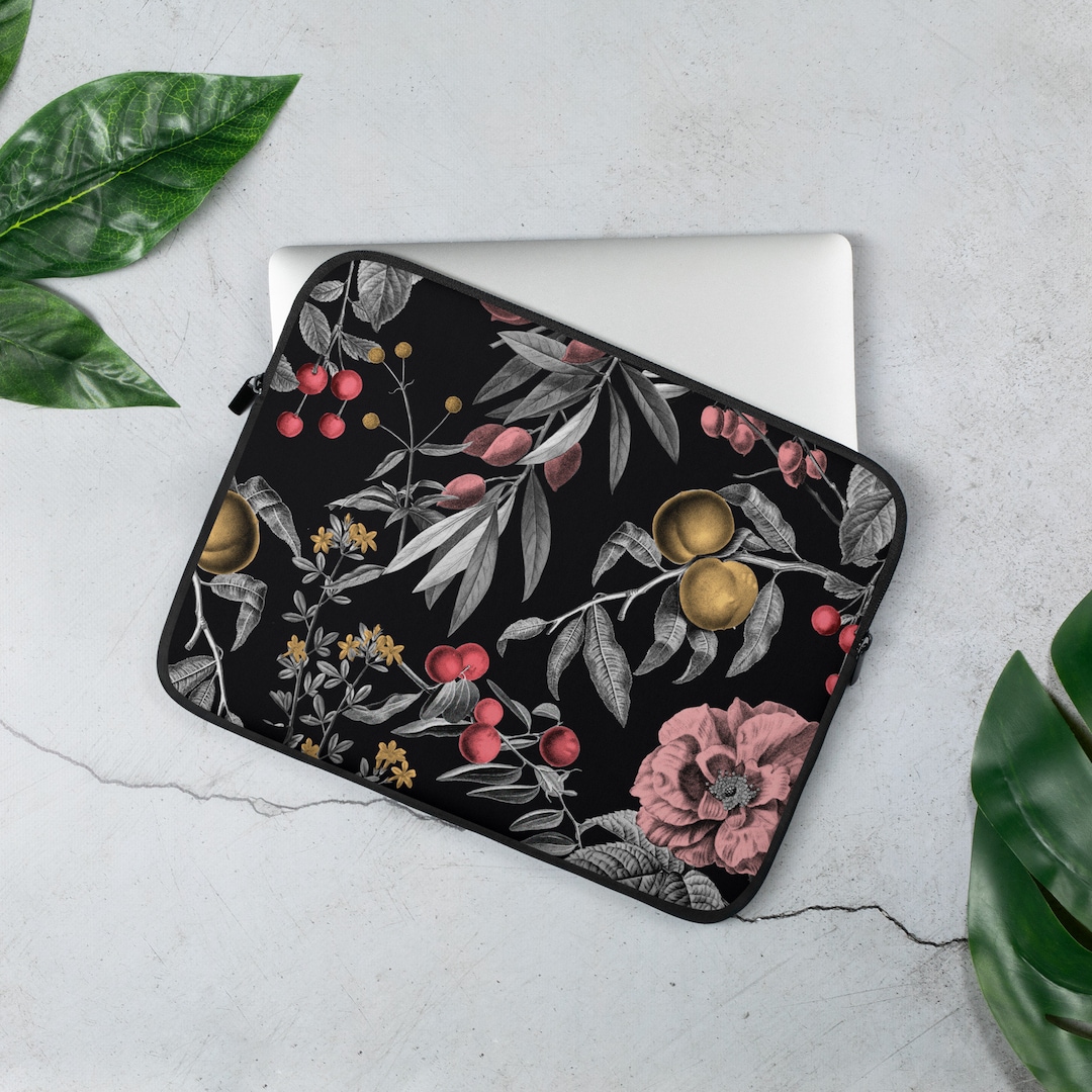 Dark Botanical Fruit & Floral - Laptop Sleeve 13" or 15" - Tech ...