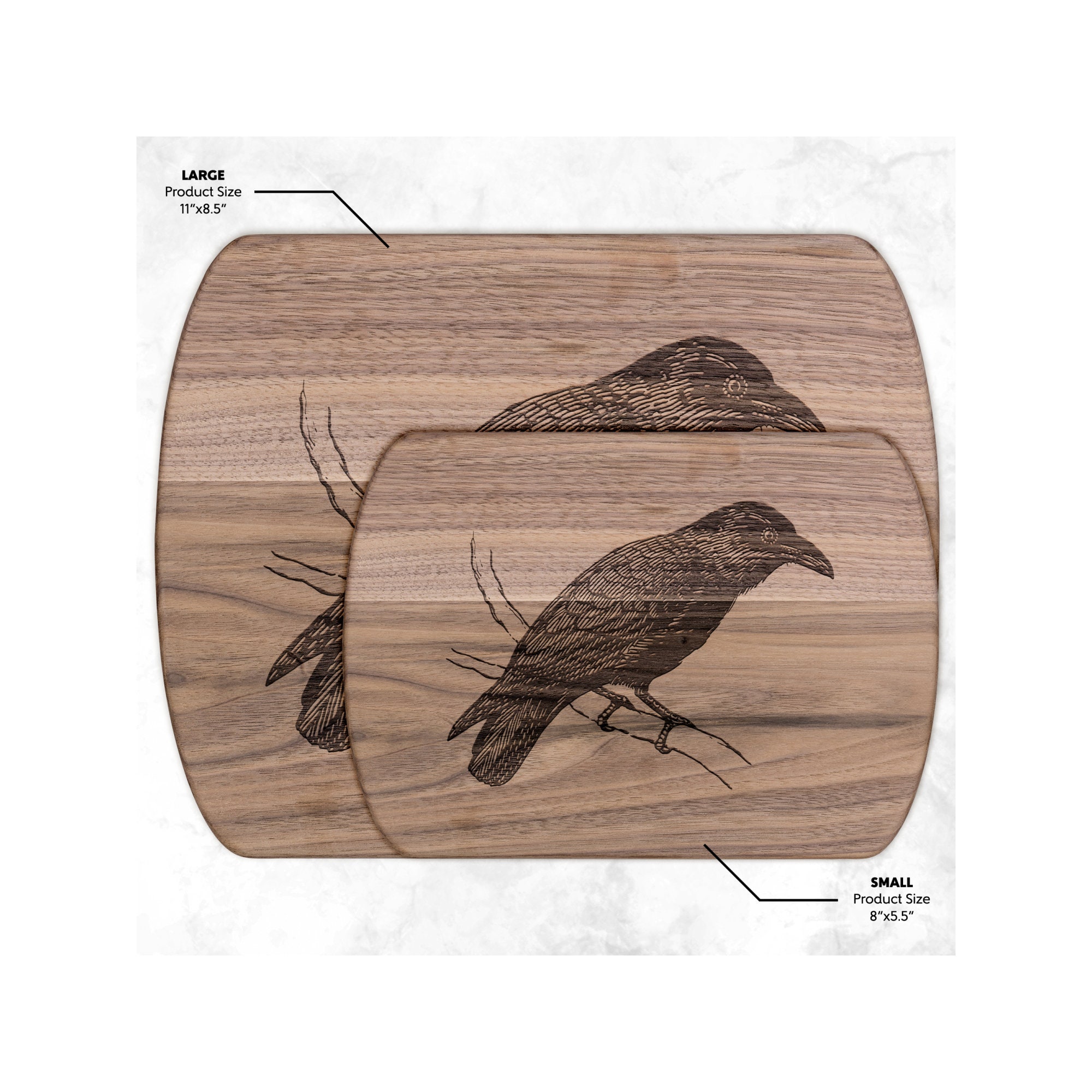 Raven - Bird - Cutting Board Small/large Walnut or Maple - Goth Kitchen ...