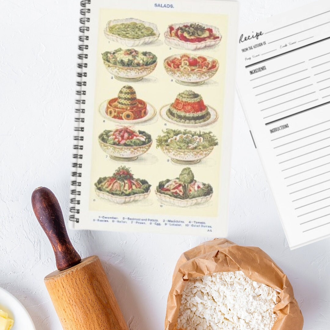 Retro Recipe Spiral Notebook 5.5 X 8.5 salads of the 20th Century on ...