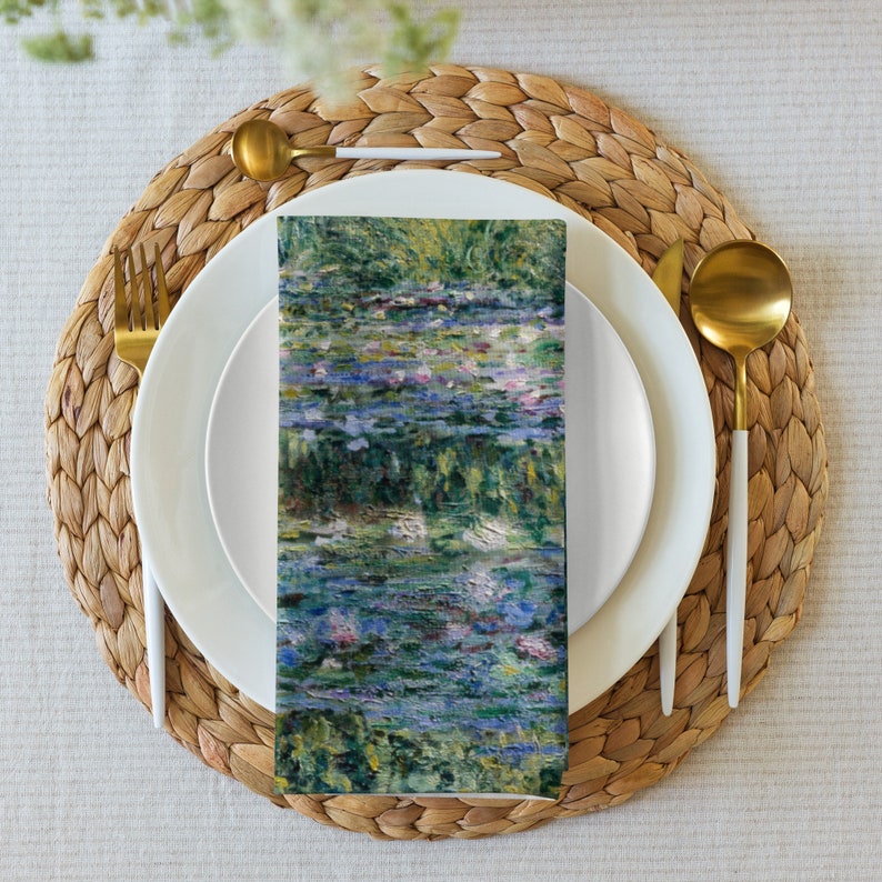 Impressionist Blues - Cloth Napkin (set of 4) Renoir, Monet, Van Gogh ...