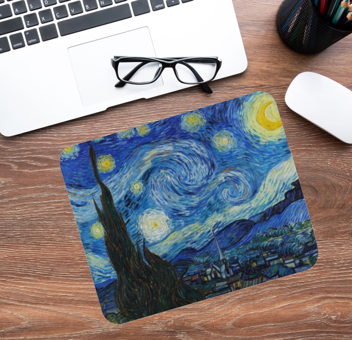 Starry Night Vincent Van Gogh Impressionist Art Painting Mouse Pad ...