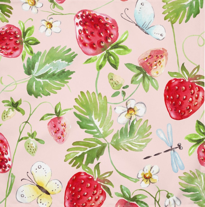 Whimsical Strawberries Cloth Napkin set of 4 Girls Birthday Tea Party ...