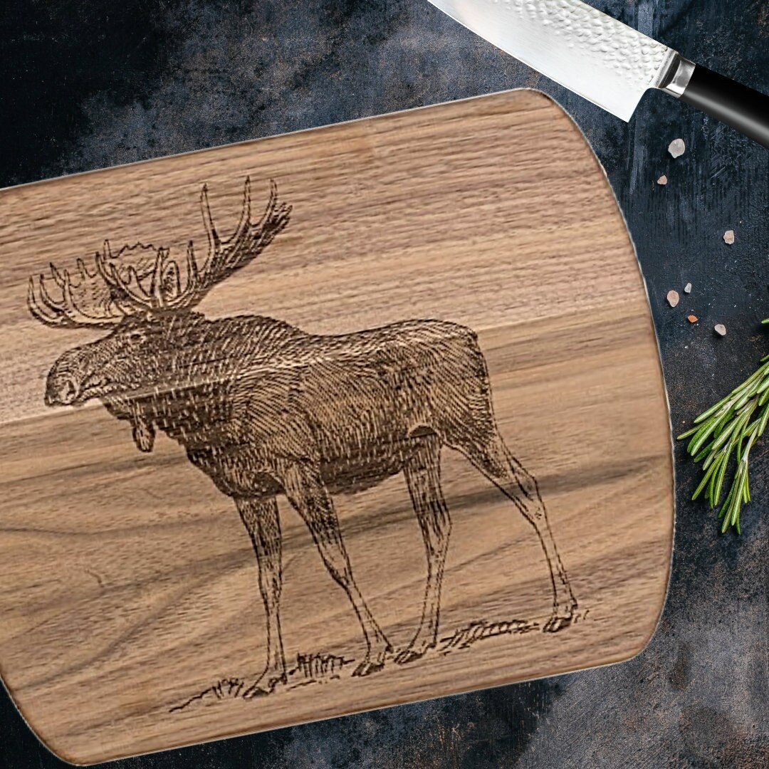 Moose Cutting Board Maple/walnut Small/large - Minnesota Canada Alaska ...