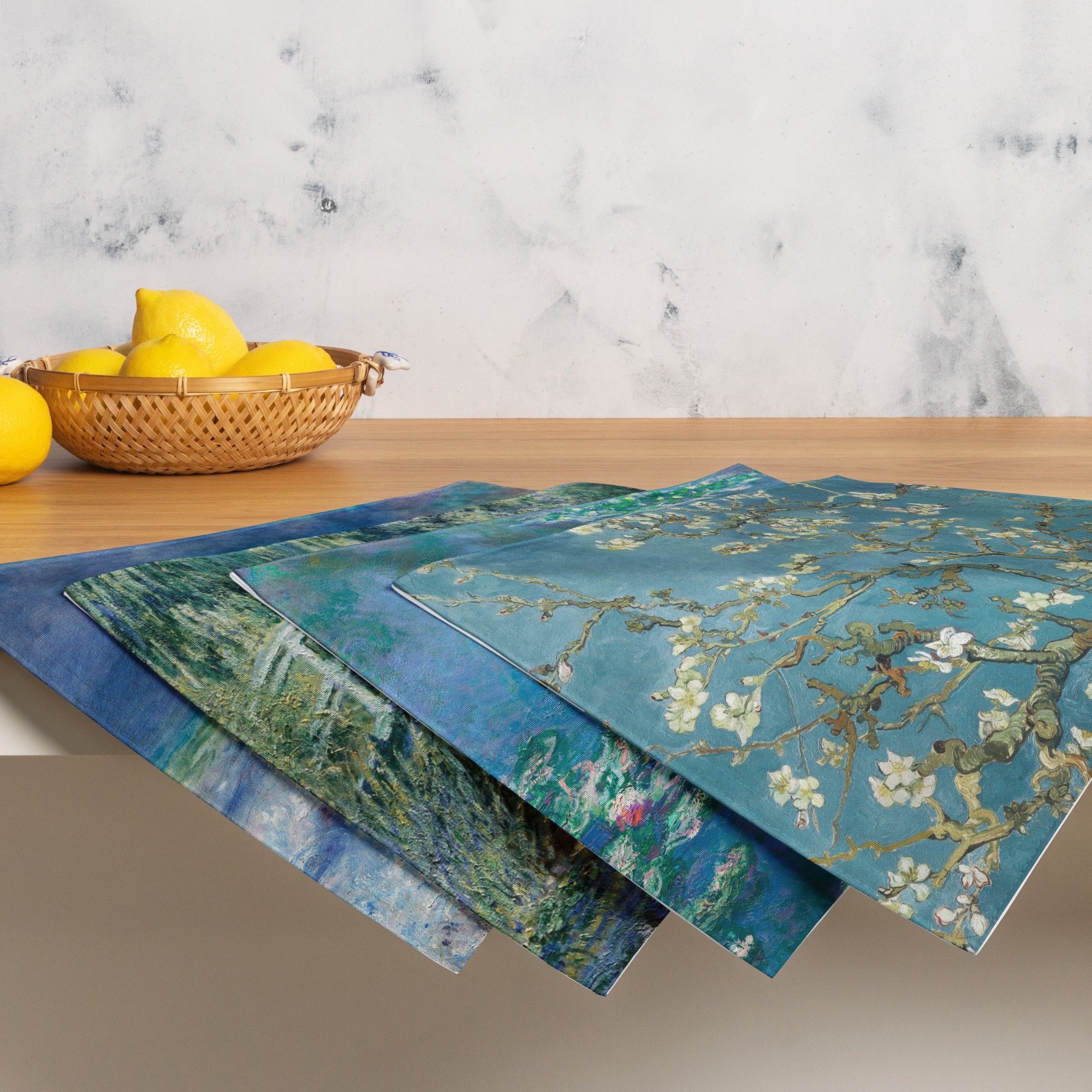 Impressionist Blues - Placemat (set of 4) Renoir, Van Gogh, Monet ...