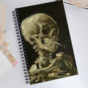 Van Gogh skull of a Skeleton Art-inspired Spiral Notebook Goth Halloween Spooky Writing ...