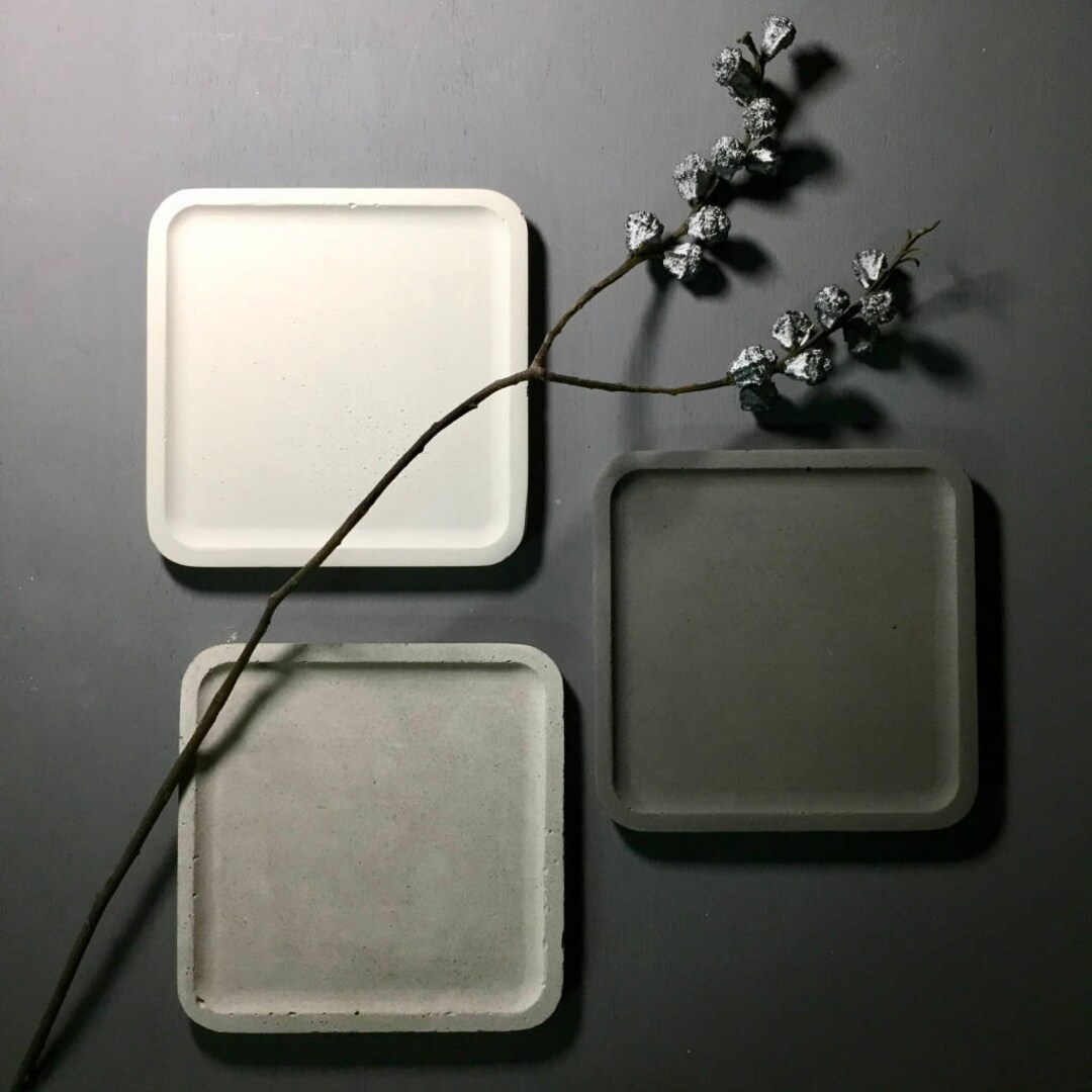 Concrete Tray / Dish / Coaster / Accessory Holder in Square Shape ...