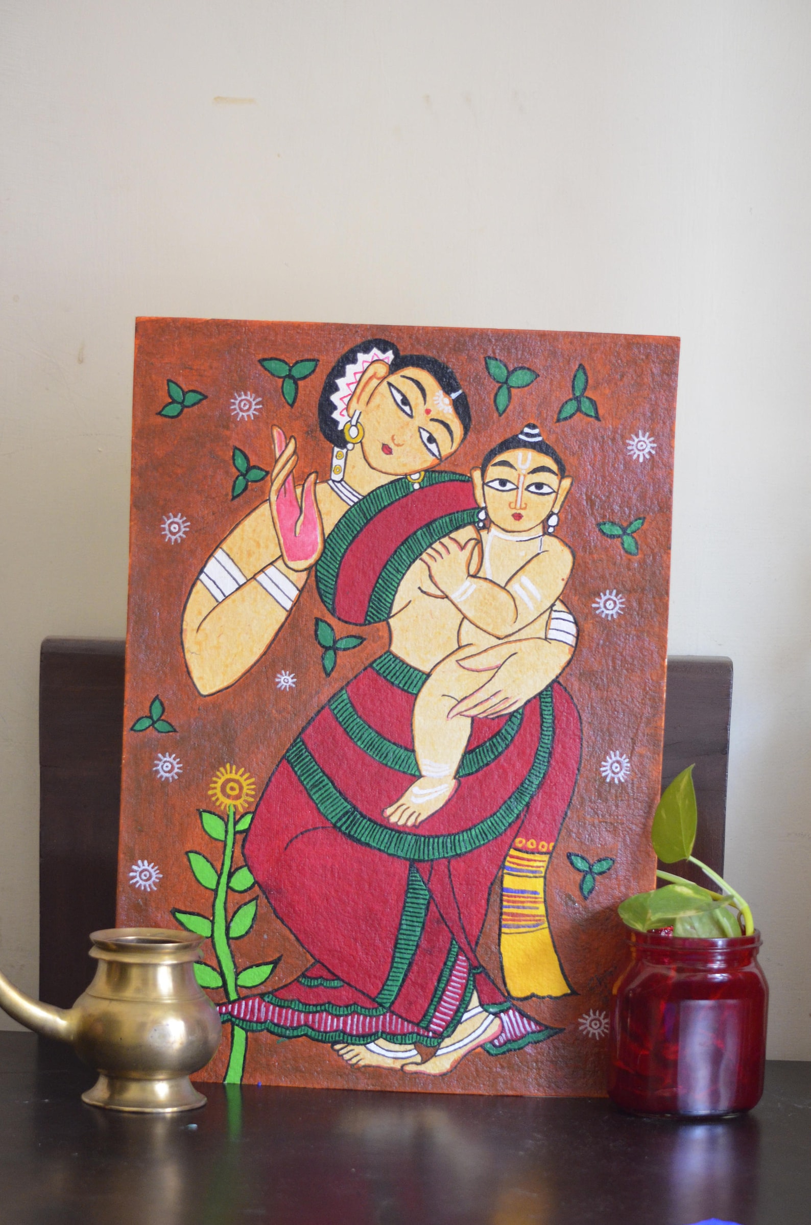 Jamini Roy Style Art print Mother and Child Art print Indian - Etsy France