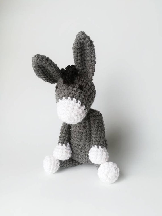 Crochet Cuddly Donkey Stuffed Toy Grey Amigurumi Toys Toys & Games ...