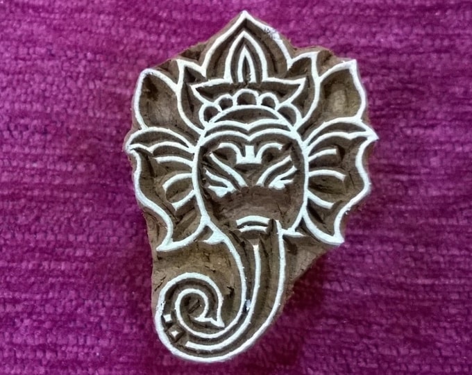 Ganesha Face Hand Carved Wood Printing Block Pottery Stamp Textile ...
